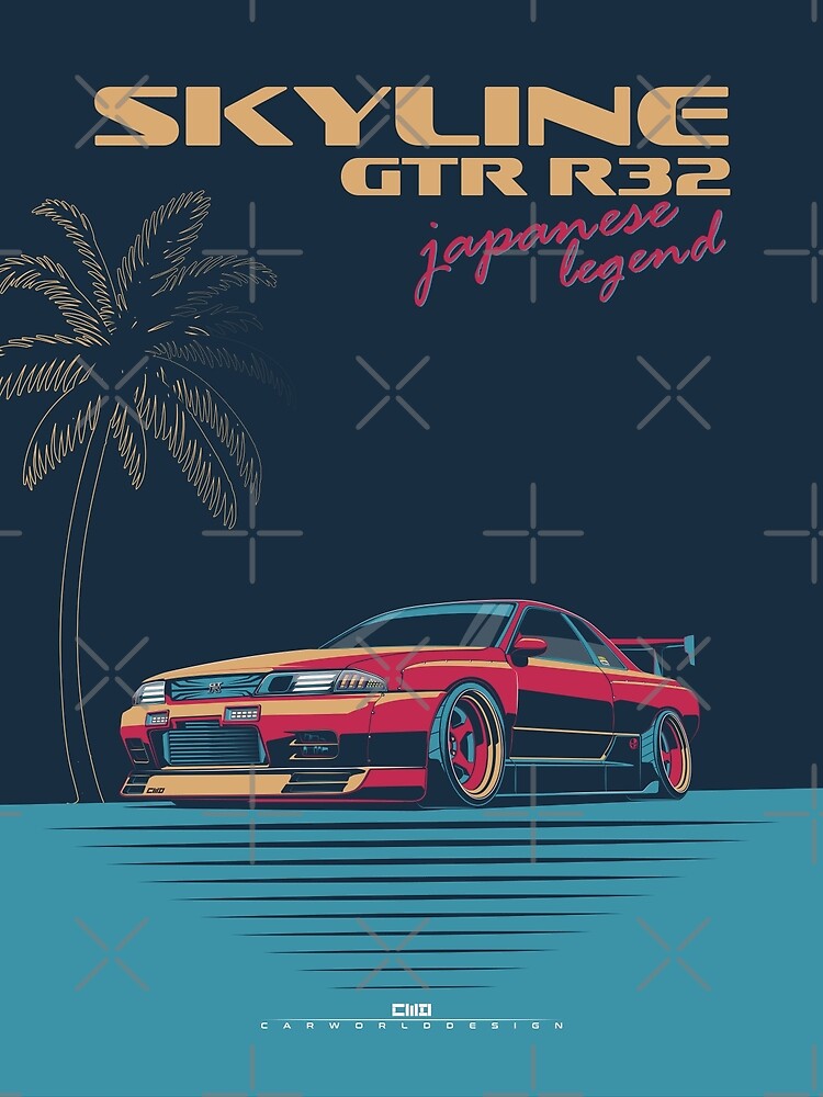 "Skyline GTR R32" Art Print for Sale by ElseWorldDesign | Redbubble