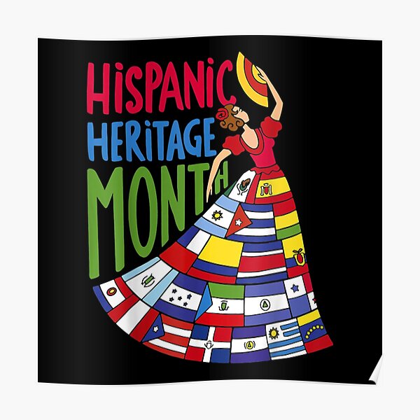 National Hispanic Heritage Month Celebration Flags Men Women Poster