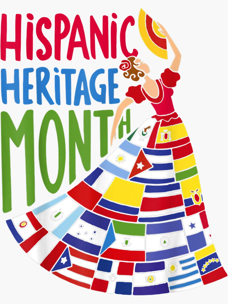 National Hispanic Heritage Month Celebration Flags Men Women Sticker