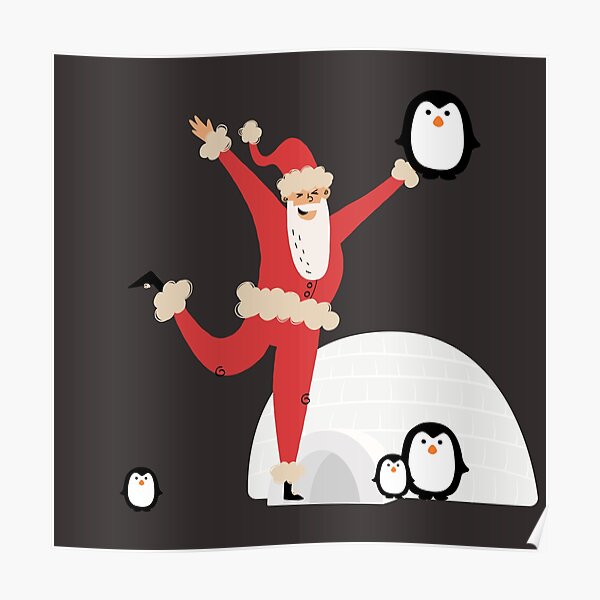 "Santa Hanging Out At The North Pole With The Penguins." Poster for ...