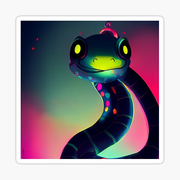 "Cute smiling snake with neon colours" Sticker for Sale by emergedesi ...