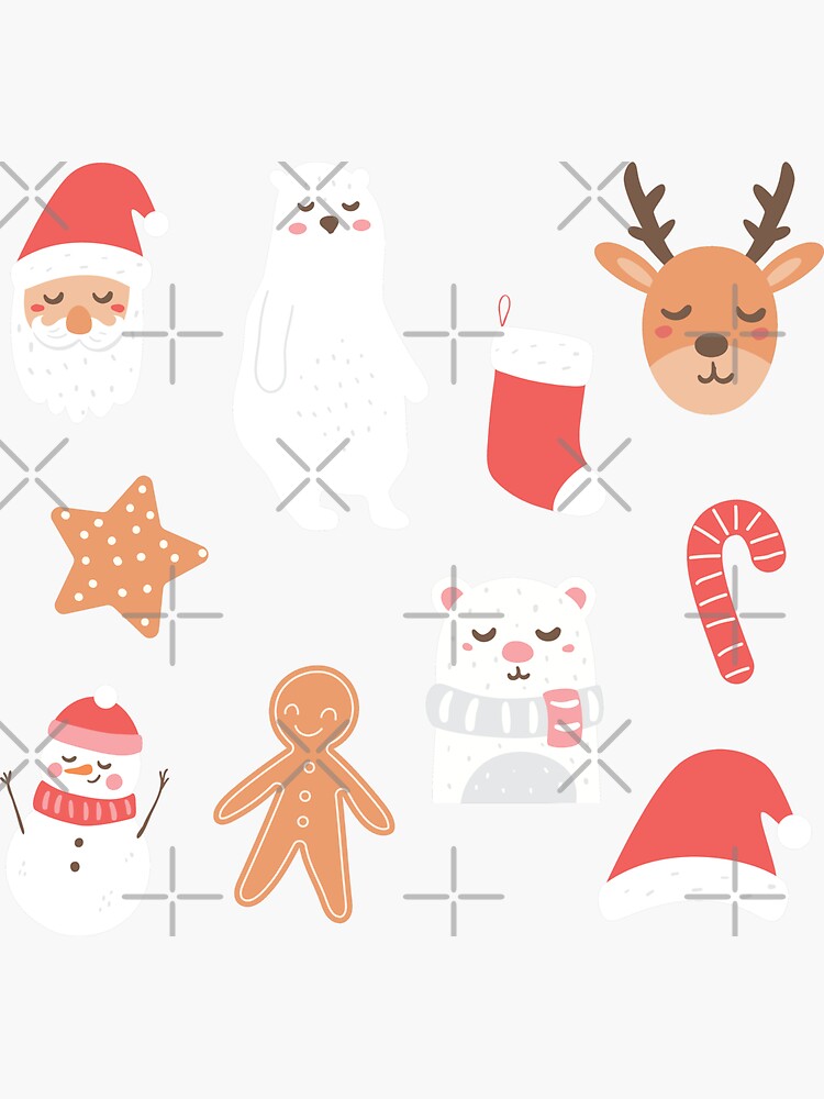 "Cute Christmas sticker pack" Sticker for Sale by beskrajem | Redbubble
