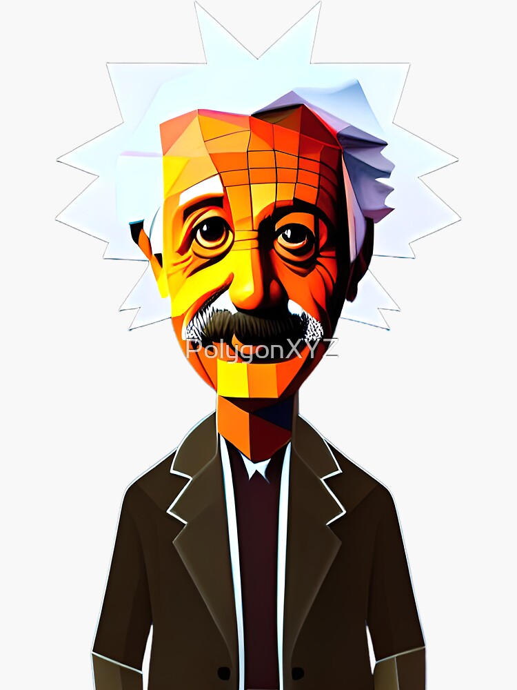 "Albert Einstein in Brown Coat" Sticker for Sale by PolygonXYZ | Redbubble