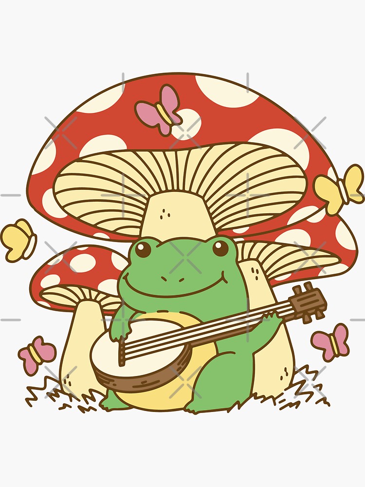 "Frog with toadstool" Sticker for Sale by DerSenat | Redbubble