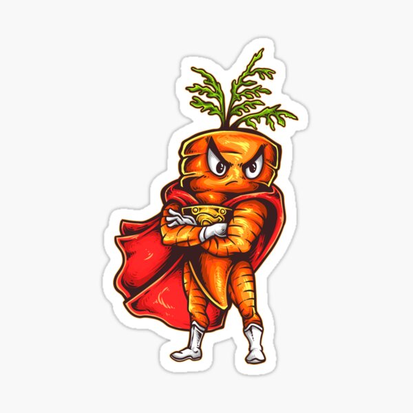 "Cartoon Art - Super Carrot" Sticker for Sale by Inequitee | Redbubble