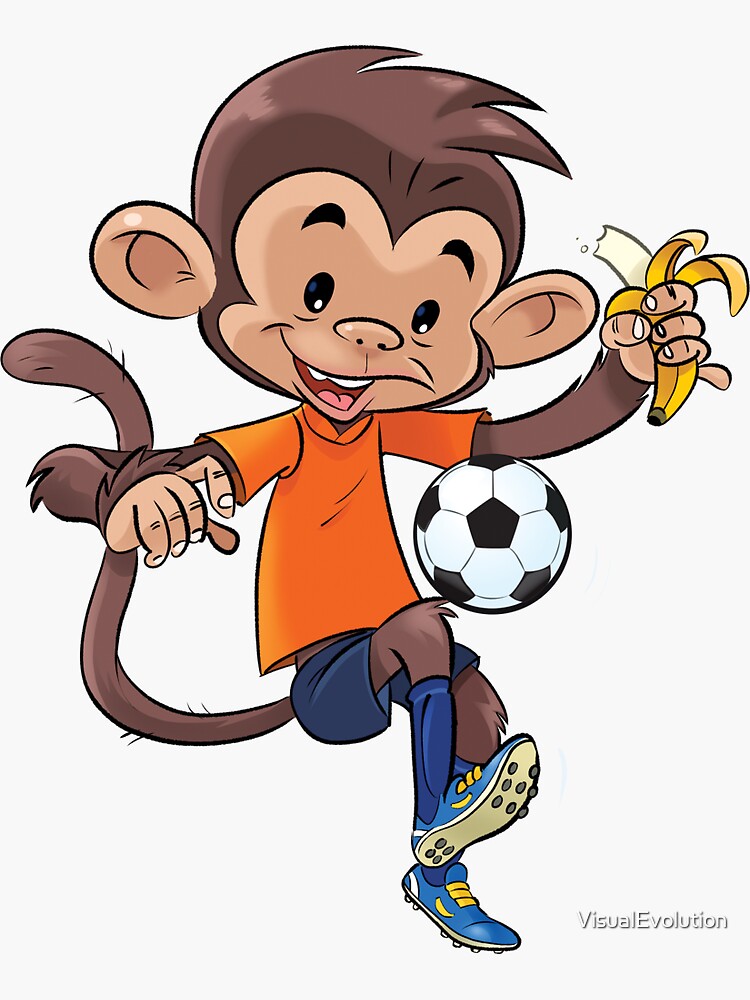 "Cheeky Soccer Monkey" Sticker for Sale by VisualEvolution | Redbubble