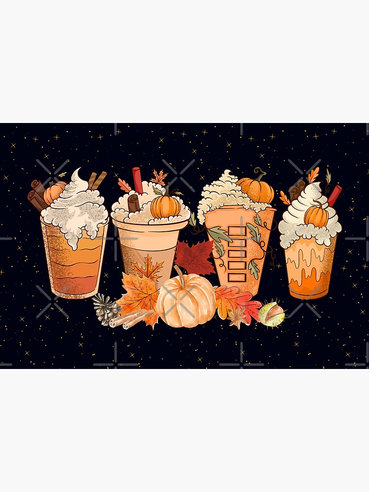 "Cute Fall Pumpkin Coffee - Cozy Autumn Vibes" Greeting Card for Sale ...