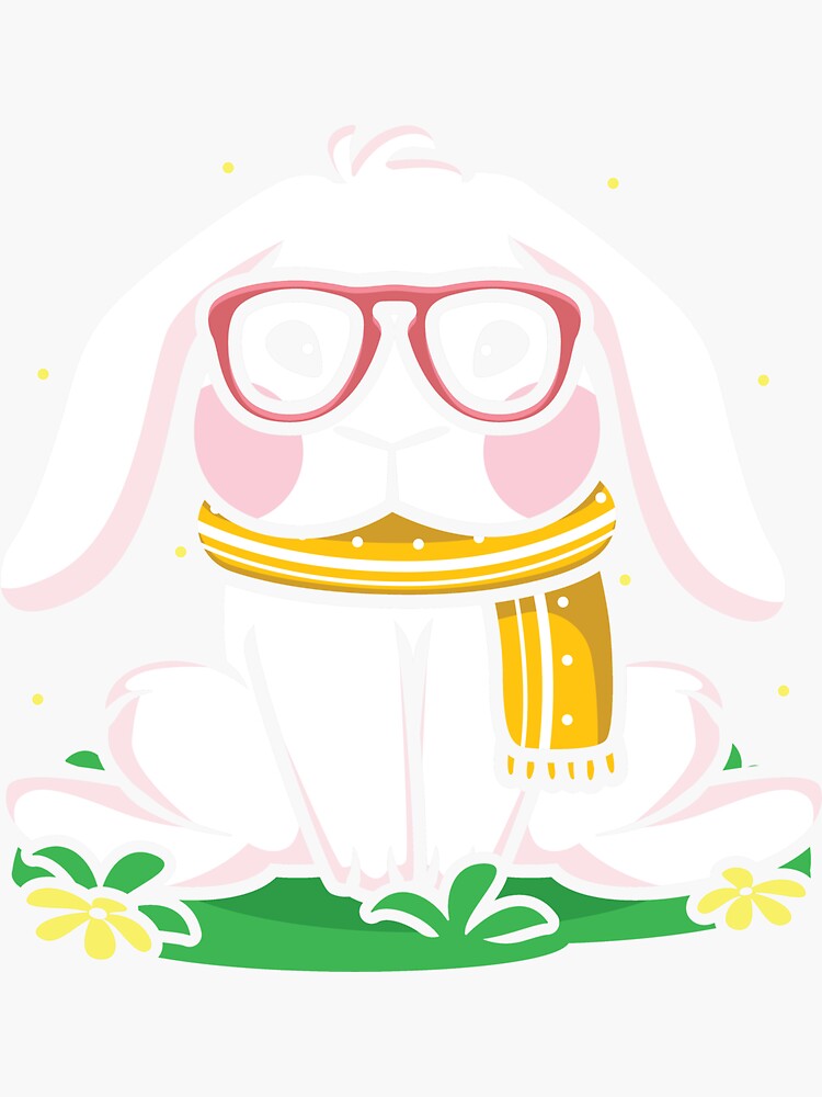 "Rabbit Animal Bunny Lover Pet Owner Cute Nerd Bunny Glasses" Sticker ...