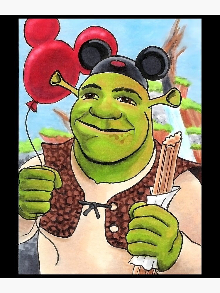 Lámina fotográfica «"Shrek, en la sala de la galería de arte cómico ...