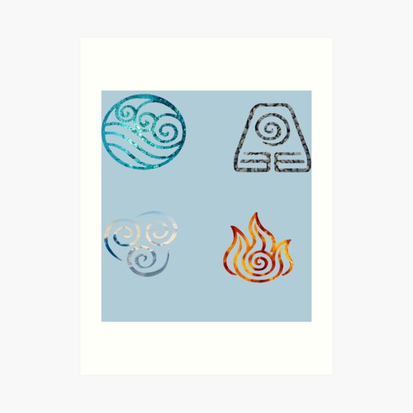 "Avatar the Last Airbender Element Symbols" Art Print for Sale by ...