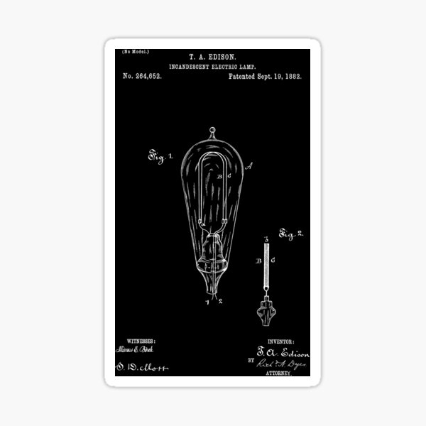 "Incandescent Light Bulb Patent - T. A. Edison - September 19, 1882 ...