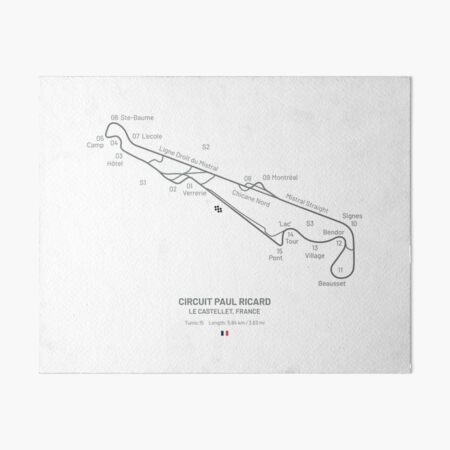 "Circuit Paul Ricard race track map, France" Art Board Print for Sale ...