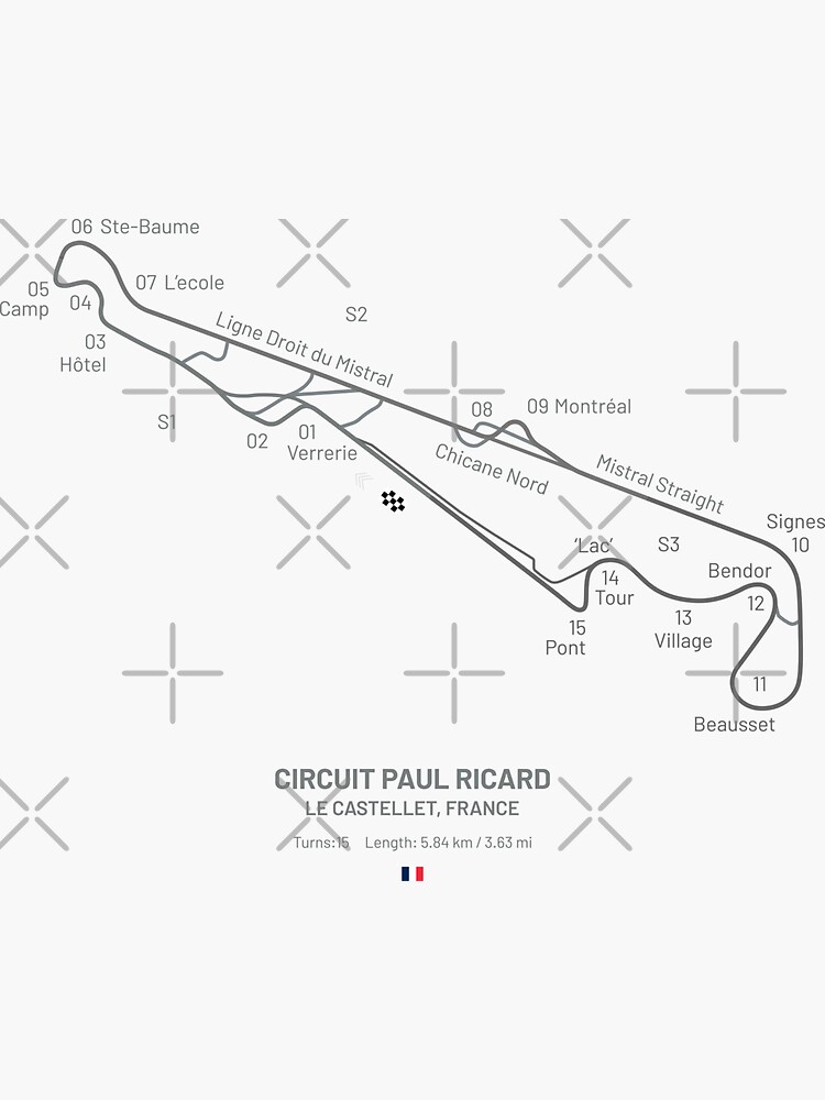 "Circuit Paul Ricard race track map, France" Sticker for Sale by eMo1 ...