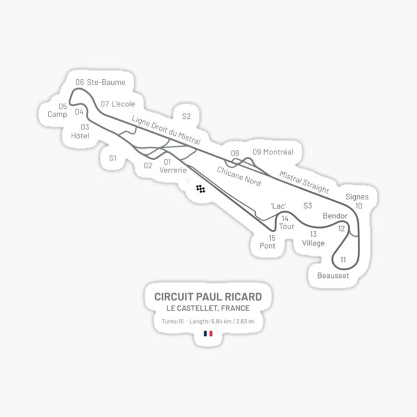 "Circuit Paul Ricard race track map, France" Sticker for Sale by eMo1 ...