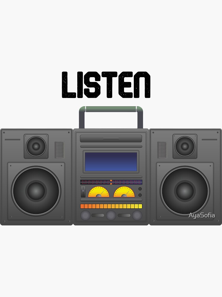 "LISTEN" Sticker by AyaSofia | Redbubble