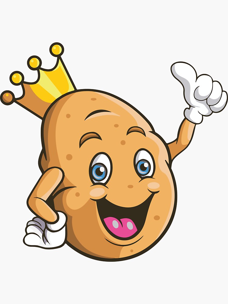 "Cute Cartoon potato king happy" Sticker for Sale by Tri-Art | Redbubble