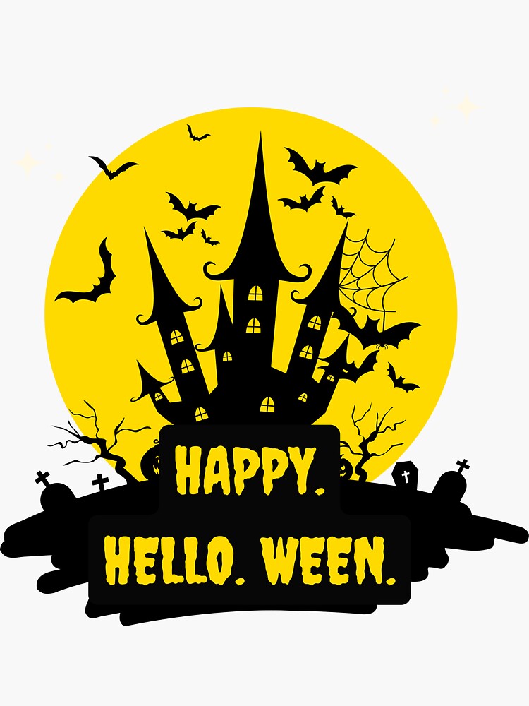 "Happy Hello Ween Design" Sticker for Sale by NaturallysArt | Redbubble
