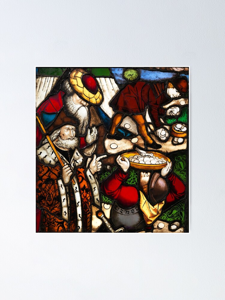 "Moses and the Israelites Gathering Manna, from a medieval stained ...