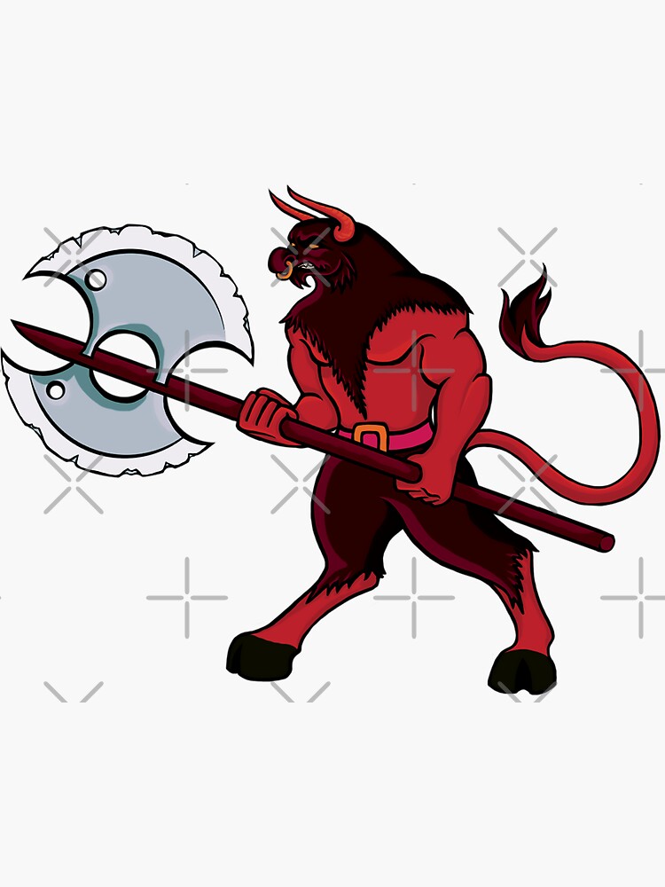 "Minotaur in red" Sticker for Sale by BeccaDoodles | Redbubble