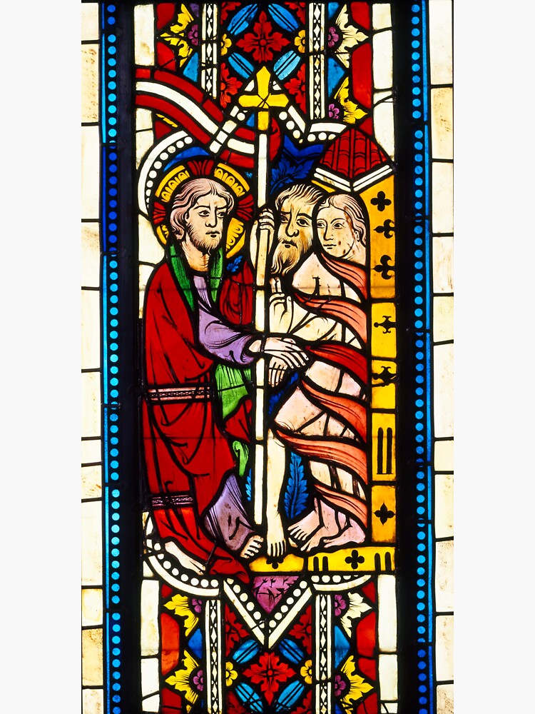 "Stained Glass Window of Christ and the Harrowing of Hell" Sticker for ...