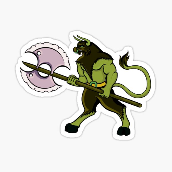 "Minotaur in yellow" Sticker for Sale by BeccaDoodles | Redbubble