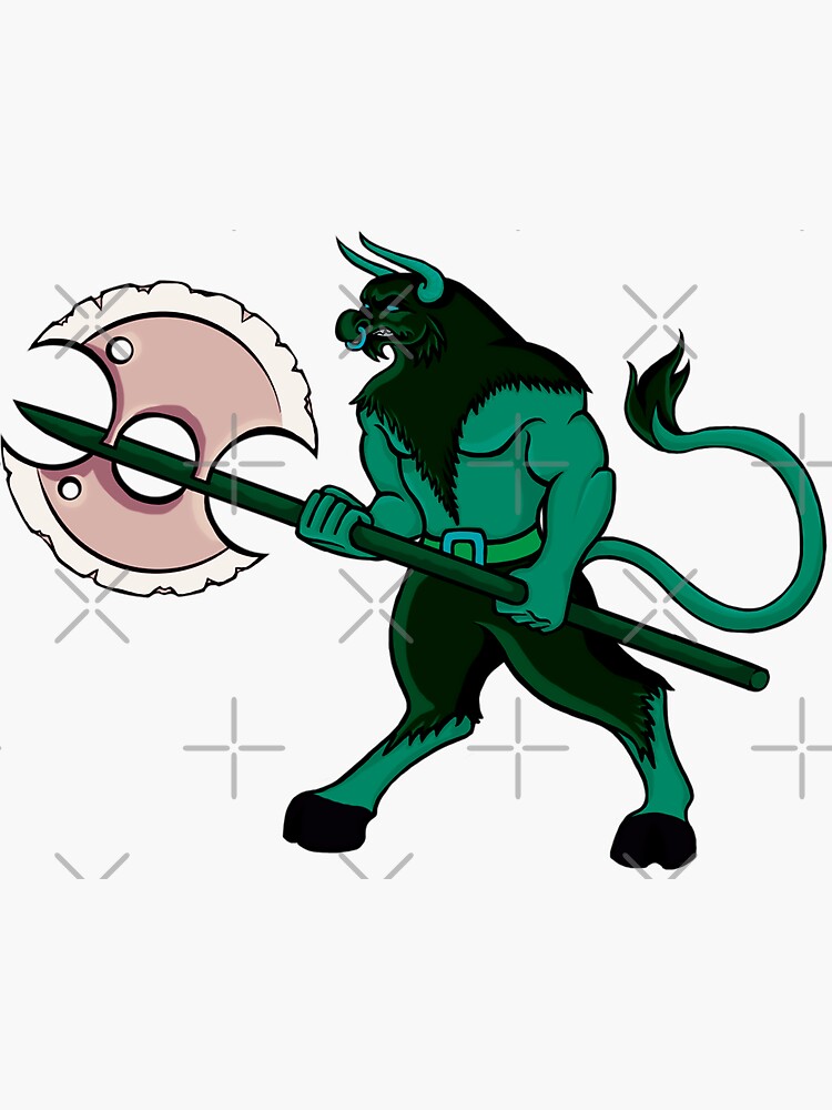"Minotaur in green" Sticker for Sale by BeccaDoodles | Redbubble