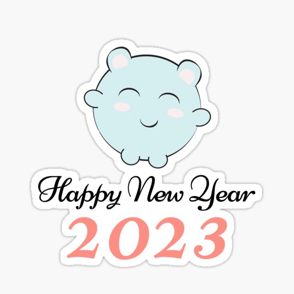 "Cute adorable 2023 simple elegant black and white red blue sticker ...