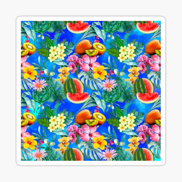 "Tropical watermelon exotic botanical illustration, coconuts ...