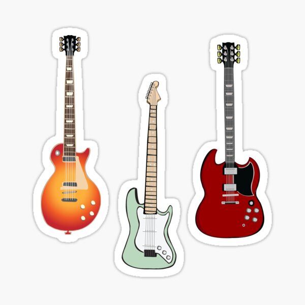 "LP, S-Style and SG-Style Electric Guitars" Sticker for Sale by ...