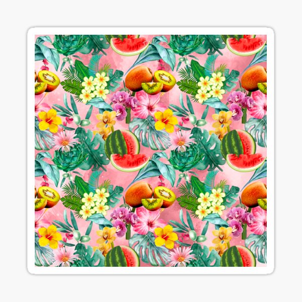 "Tropical watermelon exotic botanical illustration, coconuts ...