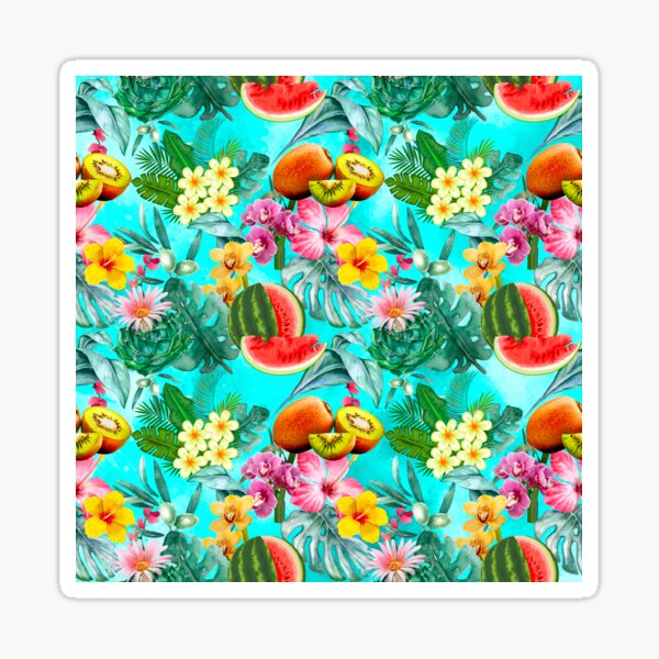 "Tropical watermelon exotic botanical illustration, coconuts ...