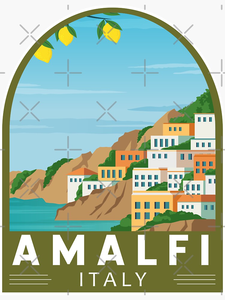 "Amalfi Italy Retro Emblem" Sticker for Sale by KrisSidDesigns | Redbubble