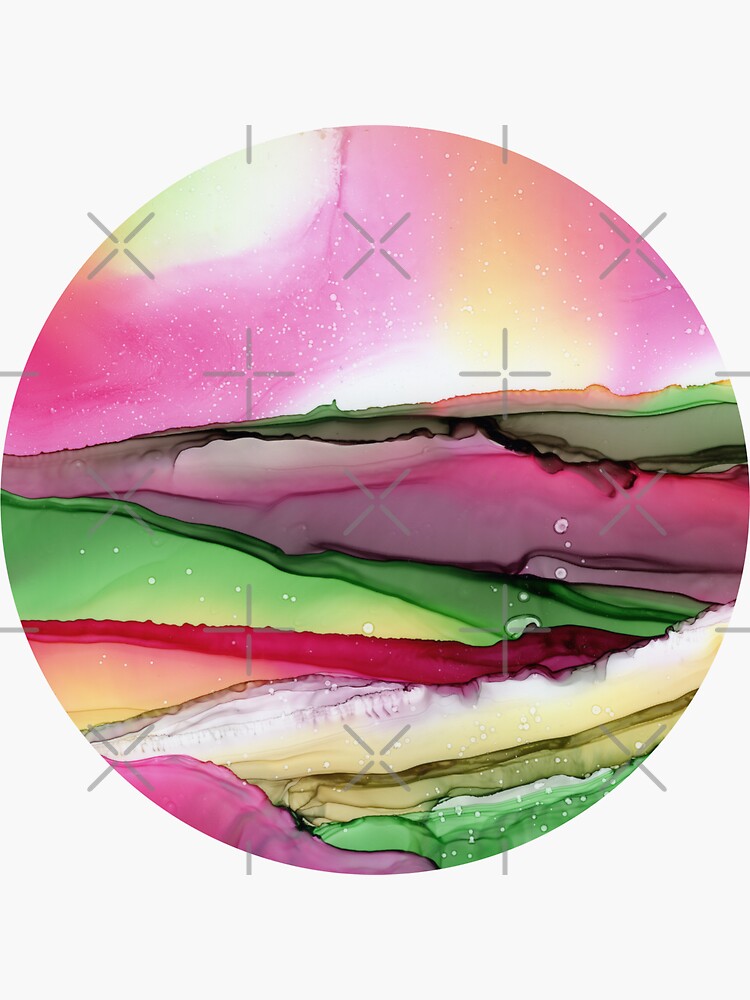 "Lover Planet - alcohol ink abstract landscape painting" Sticker for ...