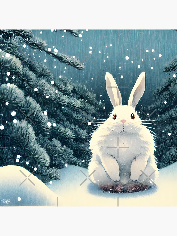 "Cute Flemish Giant Rabbit in the Christmas Snow" Sticker for Sale by ...
