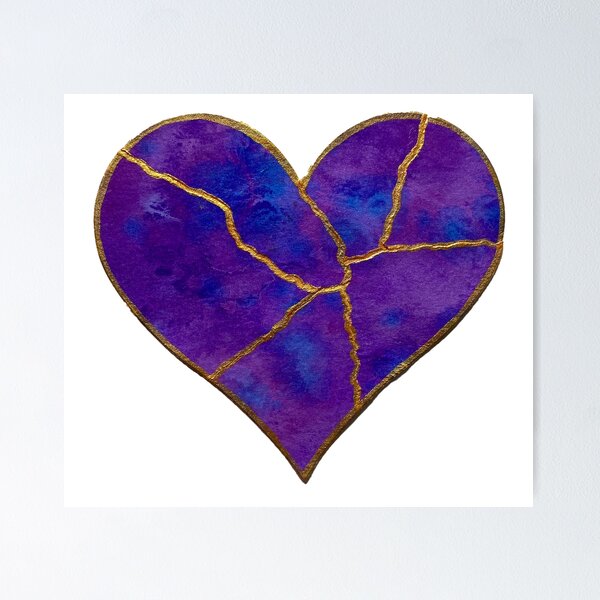 "Kintsugi Mended Heart - Purple" Poster for Sale by JuliAnnGessler ...