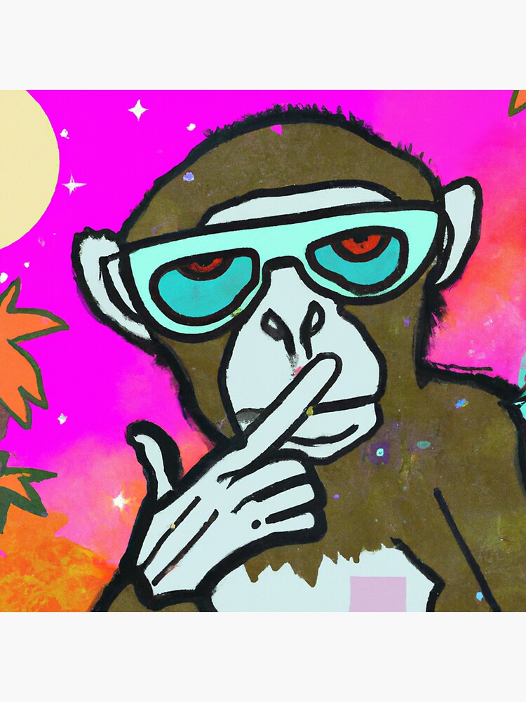 "TRIPPY MONKEY WITH RED EYES" Sticker for Sale by YalcinPub | Redbubble