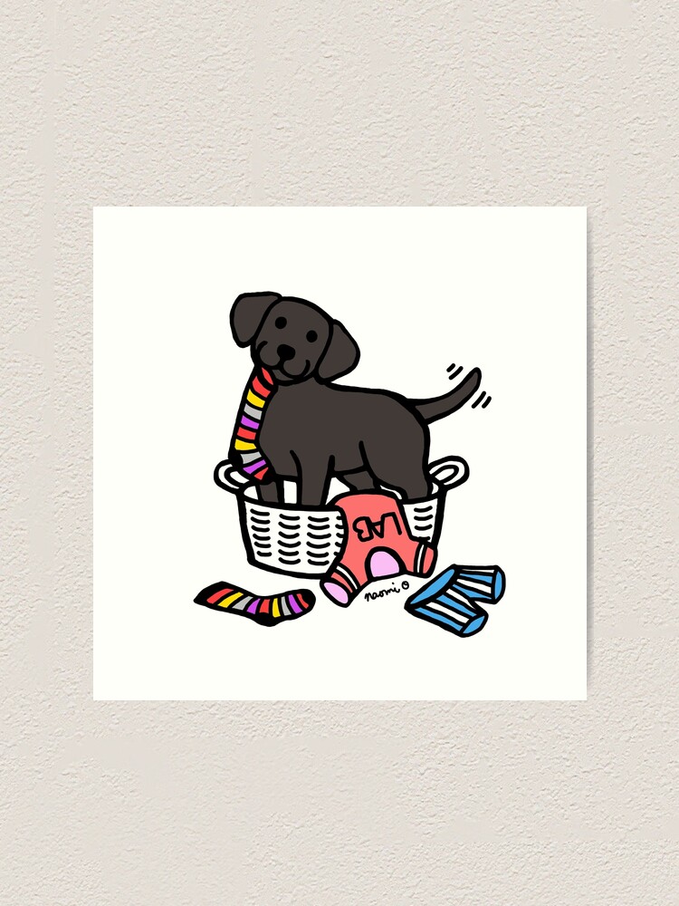 "Black Labrador Laundry Basket" Art Print by HappyLabradors | Redbubble