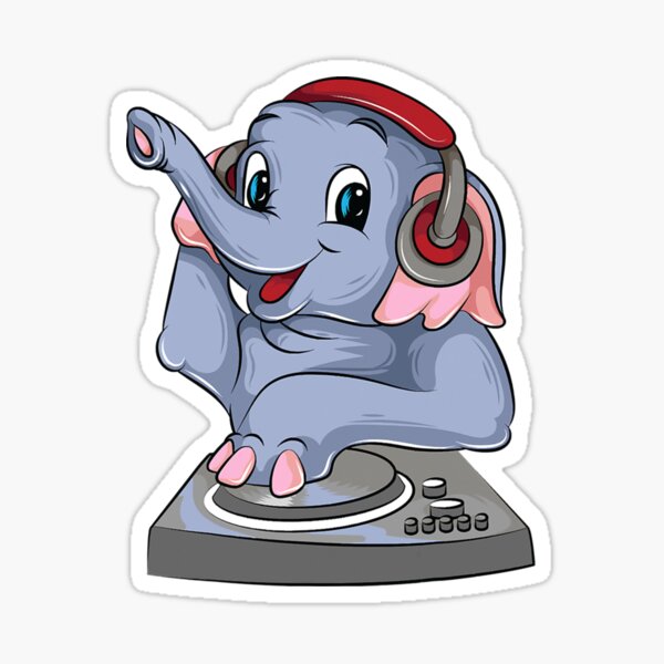 "Cute Baby Elephant Dj Wearing Headphones" Sticker for Sale by AB ...