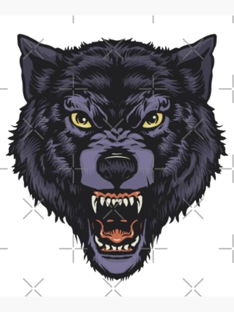 "werewolf mad angry wolf and moon logo" Poster for Sale by ...