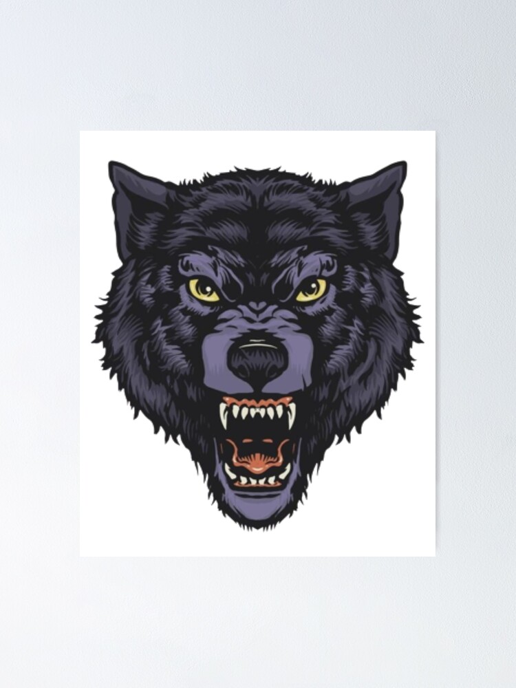 "werewolf mad angry wolf and moon logo" Poster for Sale by ...
