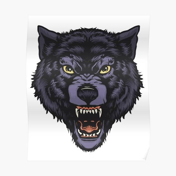 "werewolf mad angry wolf and moon logo" Poster for Sale by ...