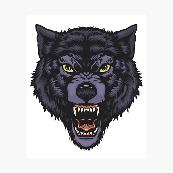 "werewolf mad angry wolf and moon logo" Photographic Print for Sale by ...