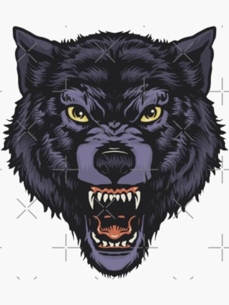 "werewolf mad angry wolf and moon logo" Sticker for Sale by ...