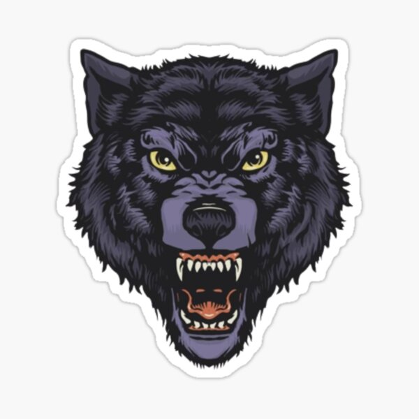 "werewolf mad angry wolf and moon logo" Sticker for Sale by ...