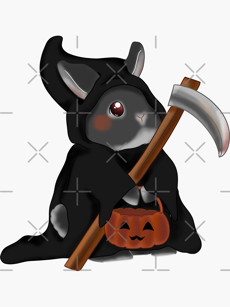 "Grim Reaper Rabbit Left _ Bunniesmee Halloween Edition " Sticker for ...