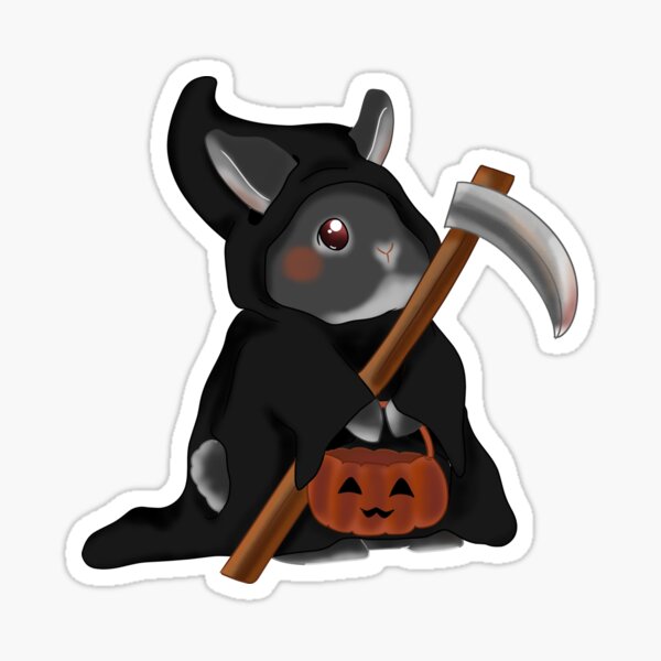 "Grim Reaper Rabbit Left _ Bunniesmee Halloween Edition " Sticker for ...