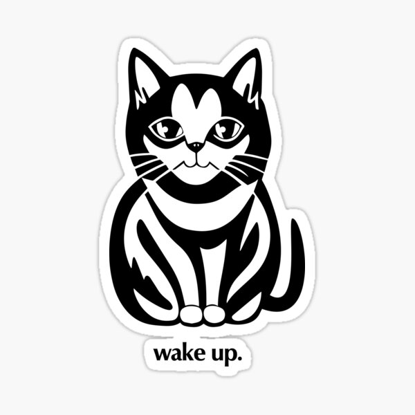 "Cat - wake up" Sticker for Sale by ArtFactoryAI | Redbubble