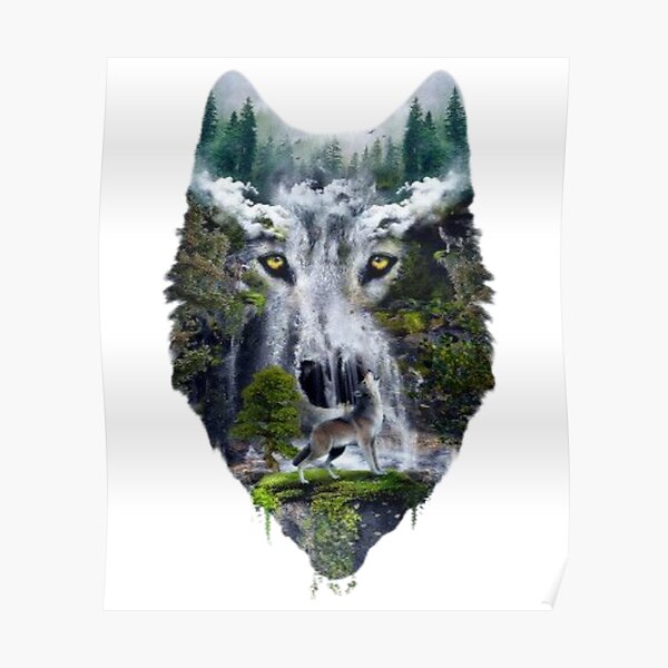 "werewolf mad angry wolf and moon logo" Poster for Sale by ...