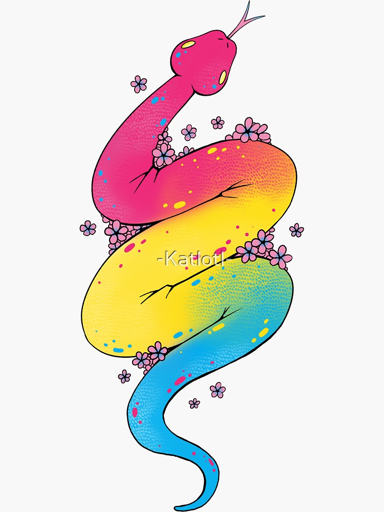 "Pansexual Pride Snake" Sticker for Sale by -Katlotl- | Redbubble