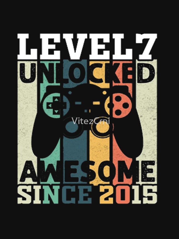 "Level 7 Unlocked Awesome Since 2015 7th Birthday Gaming T-Shirt" T ...